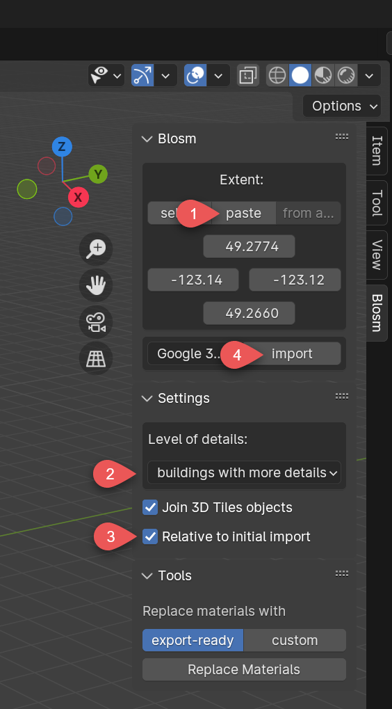 6.3 Importing a Satellite Scan model (3D City Map with Blosm for Blender) – cmBuilder Support