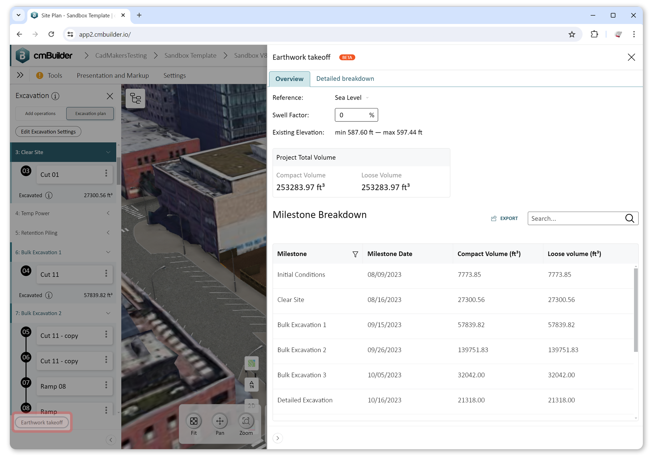 2.4 Earthwork Takeoff – cmBuilder Support